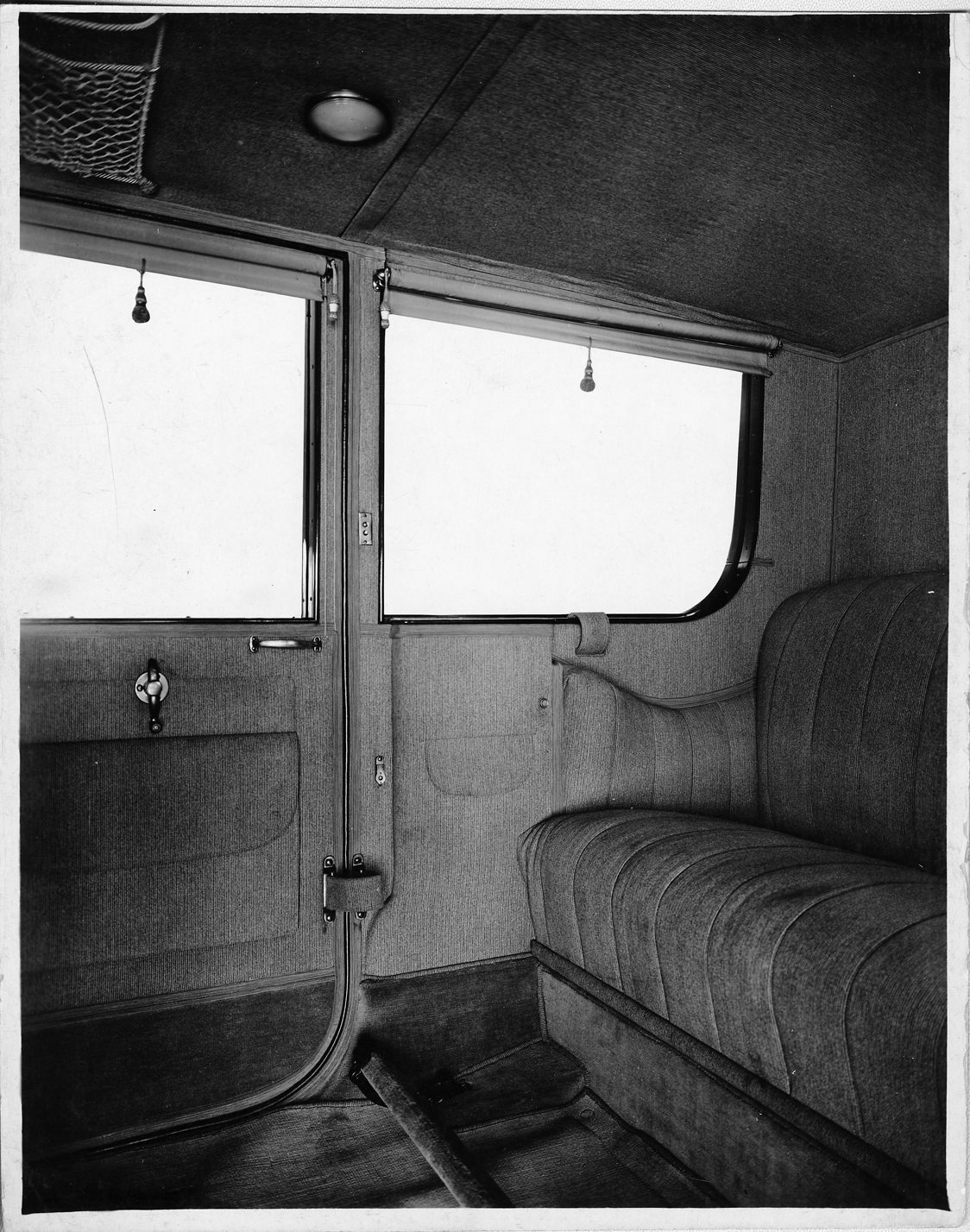 1917 Packard landaulet, view of rear interior from right side door ...