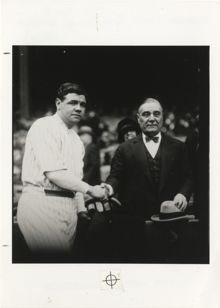 Babe Ruth shaking hands with Jake Ruppert | DPL DAMS