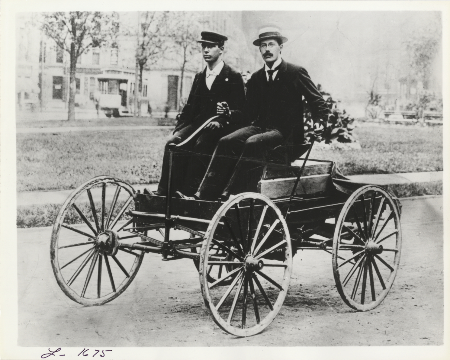 Charles Brady King and Oliver E. Barthel in automobile | DPL DAMS