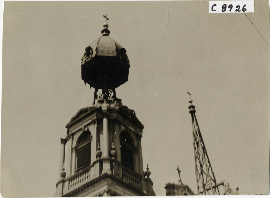Damaged tower of St. Dominic's Church, 1906 San Francisco earthquake ...