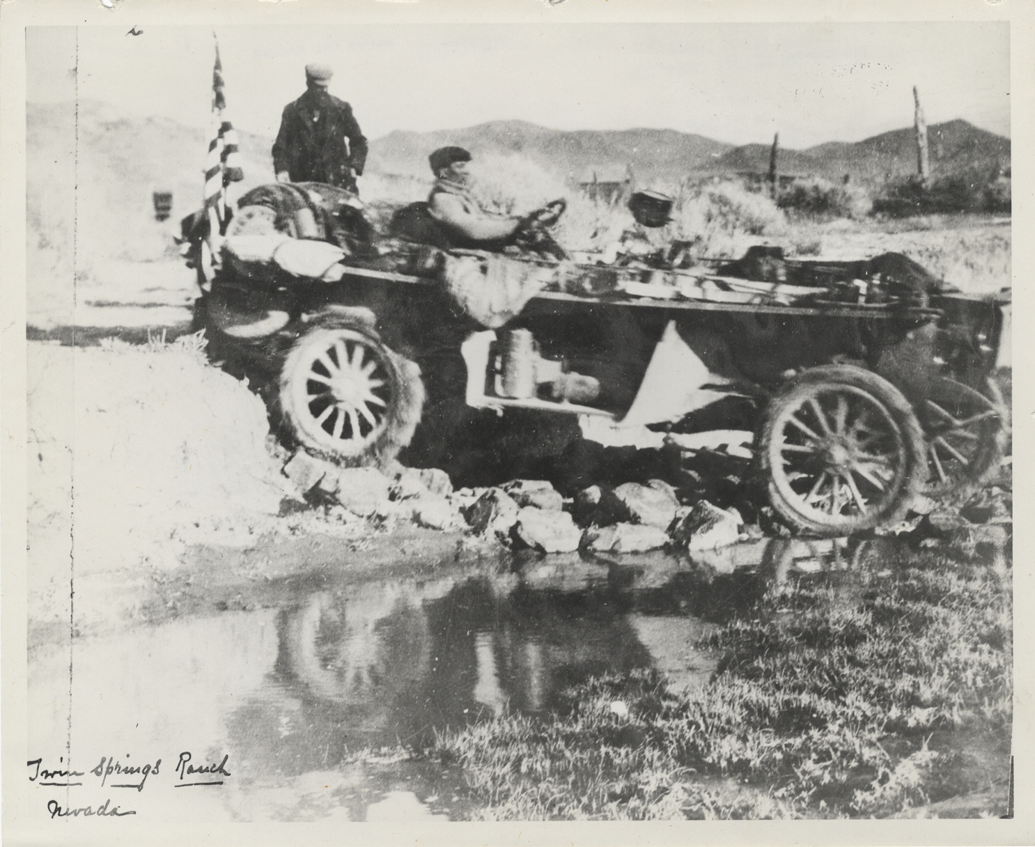 Thomas Flyer automobile at Twin Springs ranch, 1908 New York to Paris ...