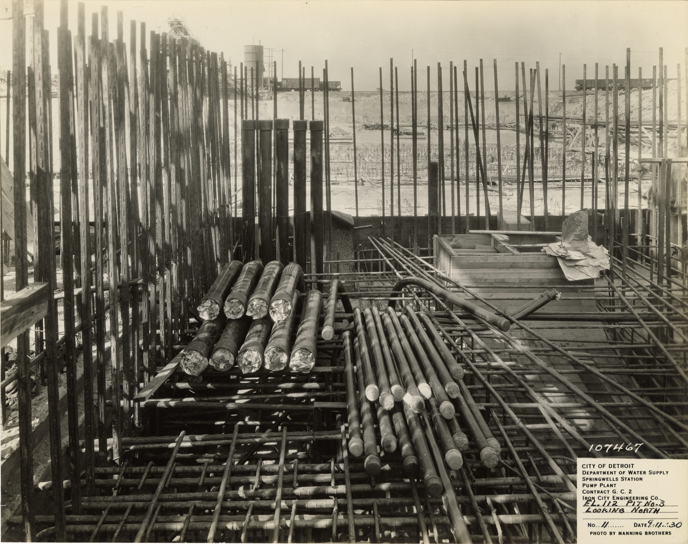 Pit no. 3, Springwells Station pump plant during construction, Detroit ...