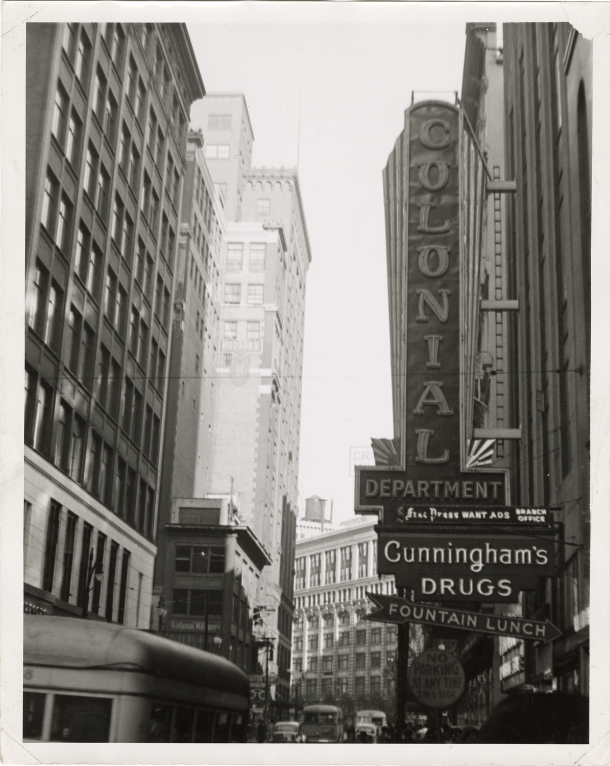 Neon sign for Colonial Department Store and Cunningham's Drugs | DPL DAMS