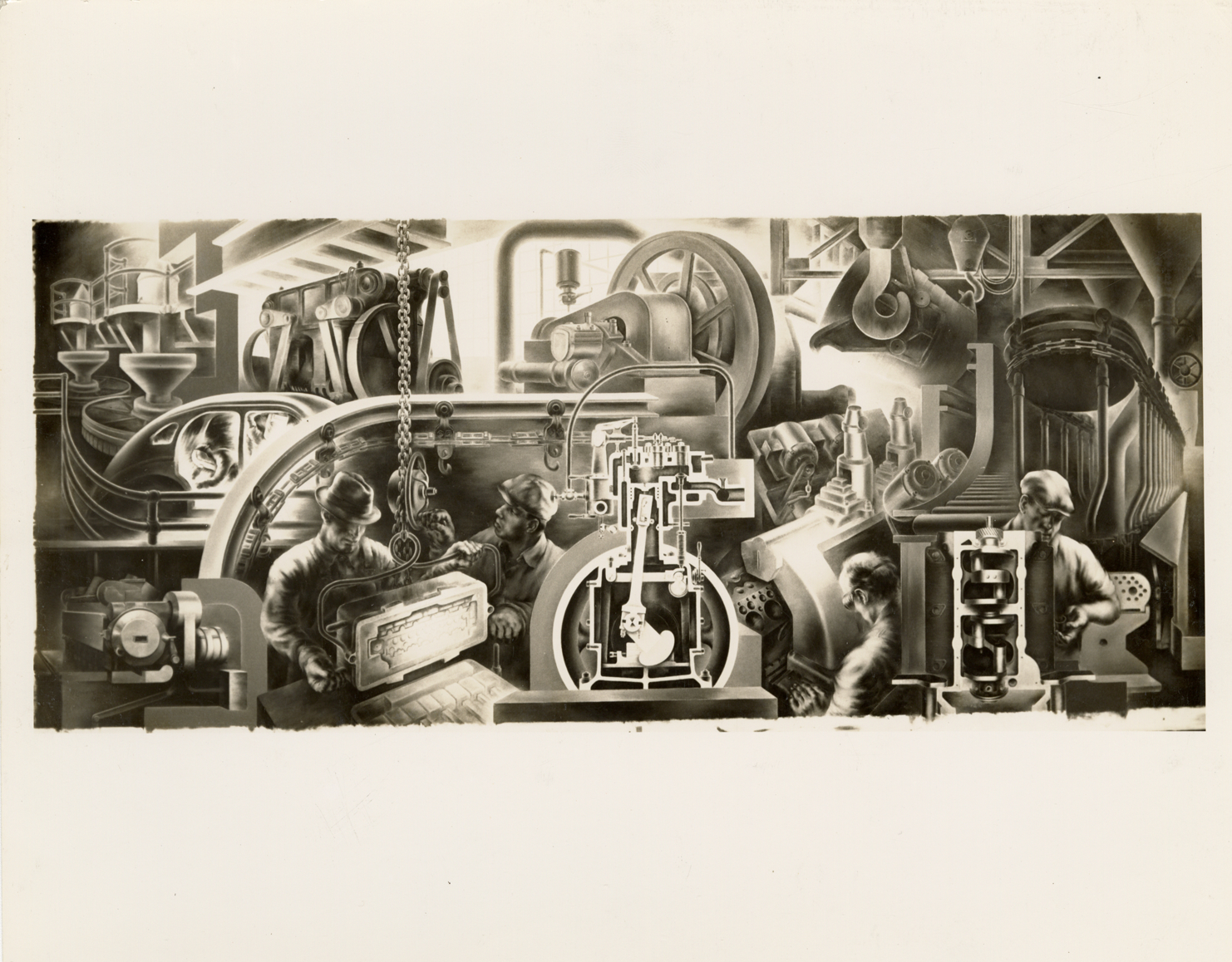 Automotive industry mural by Marvin Beerbohm, Detroit Public Library ...